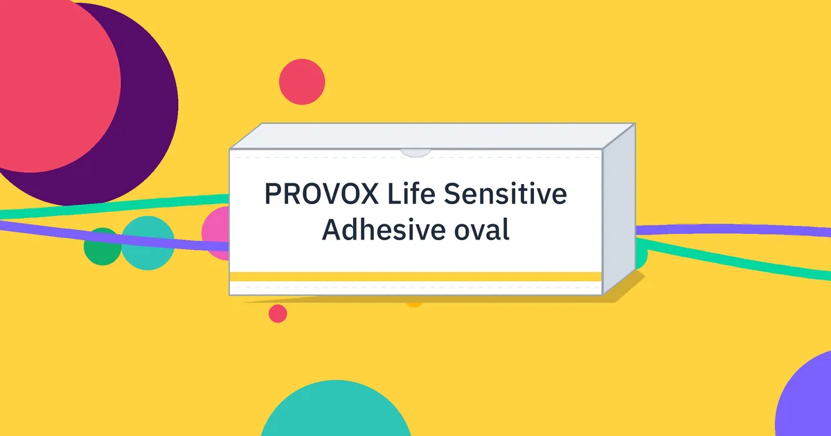 Symbolbild: Packung mit der Aufschrift PROVOX Life Sensitive Adhesive oval (PZN 19625406) – Verfügbarkeit und Bezug in Apotheken in Frankfurt am Main