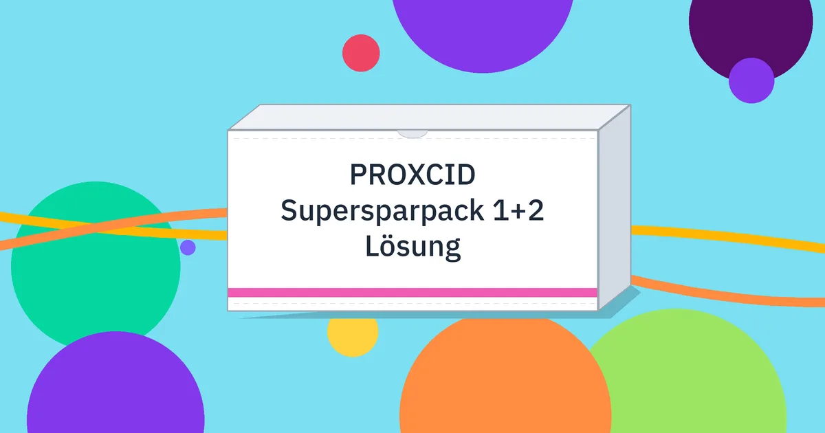 Symbolbild: Packung mit der Aufschrift PROXCID Supersparpack 1+2 Lösung (PZN 04641799) – Verfügbarkeit und Bezug in Apotheken in Frankfurt am Main