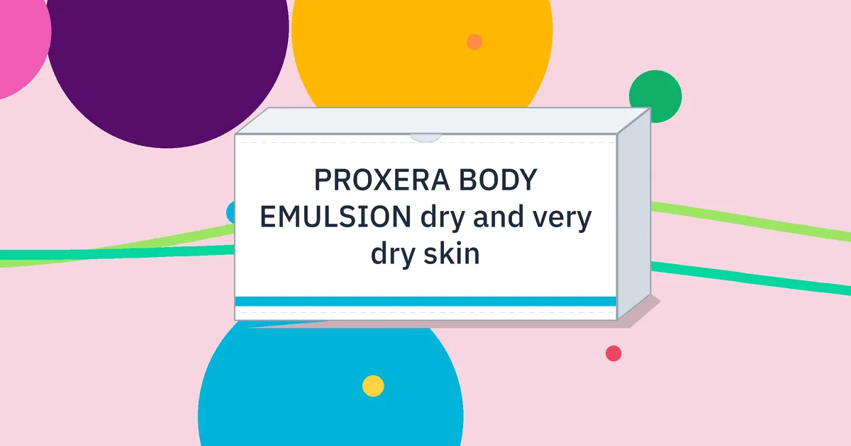 Symbolbild: Packung mit der Aufschrift PROXERA BODY EMULSION dry and very dry skin (PZN 12478847) – Verfügbarkeit und Bezug in Apotheken in Frankfurt am Main