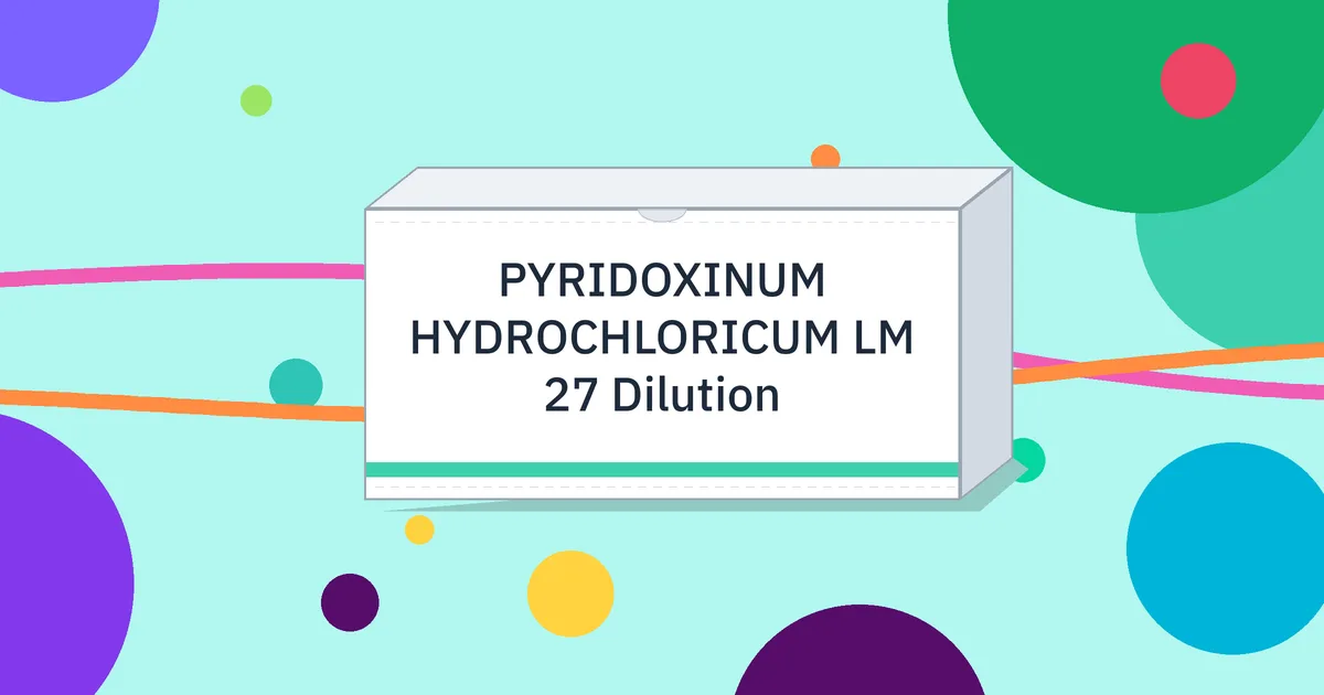 Symbolbild: Packung mit der Aufschrift PYRIDOXINUM HYDROCHLORICUM LM 27 Dilution (PZN 13672451) – Verfügbarkeit und Bezug in Apotheken in Frankfurt am Main