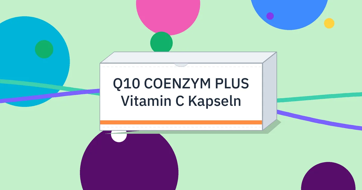 Symbolbild: Packung mit der Aufschrift Q10 COENZYM PLUS Vitamin C Kapseln (PZN 15629034) – Verfügbarkeit und Bezug in Apotheken in Frankfurt am Main