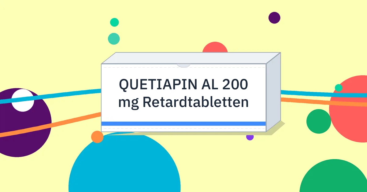 Symbolbild: Packung mit der Aufschrift QUETIAPIN AL 200 mg Retardtabletten (PZN 09745291) – Verfügbarkeit und Bezug in Apotheken in Frankfurt am Main