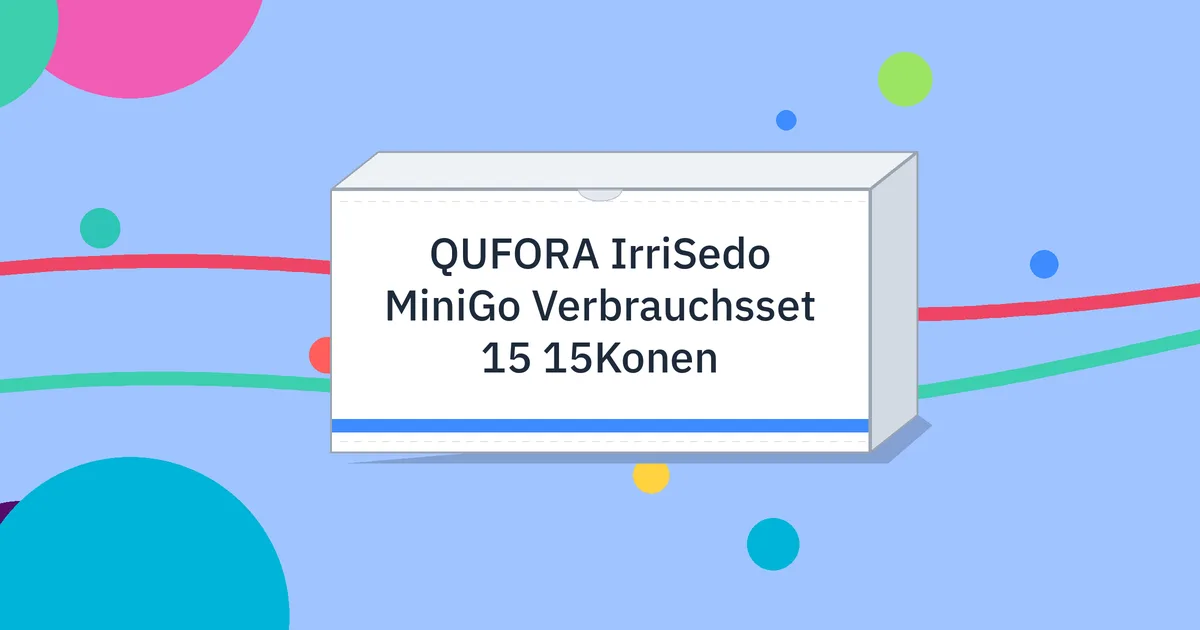 Symbolbild: Packung mit der Aufschrift QUFORA IrriSedo MiniGo Verbrauchsset 15 15Konen (PZN 16840848) – Verfügbarkeit und Bezug in Apotheken in Frankfurt am Main