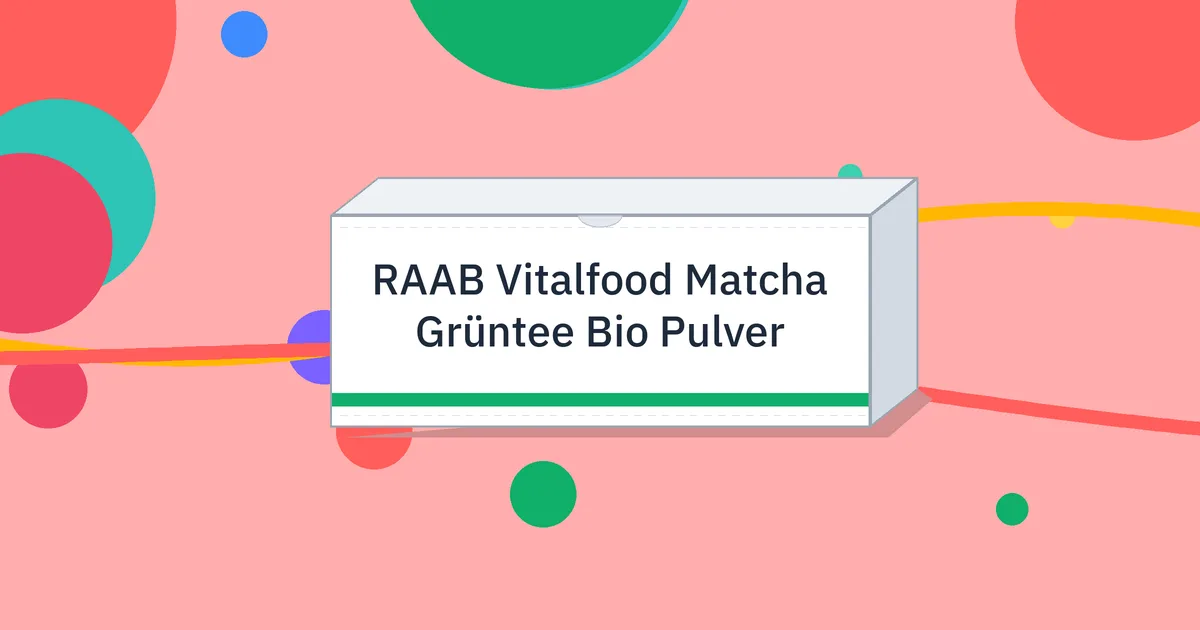 Symbolbild: Packung mit der Aufschrift RAAB Vitalfood Matcha Grüntee Bio Pulver (PZN 19304300) – Verfügbarkeit und Bezug in Apotheken in Frankfurt am Main