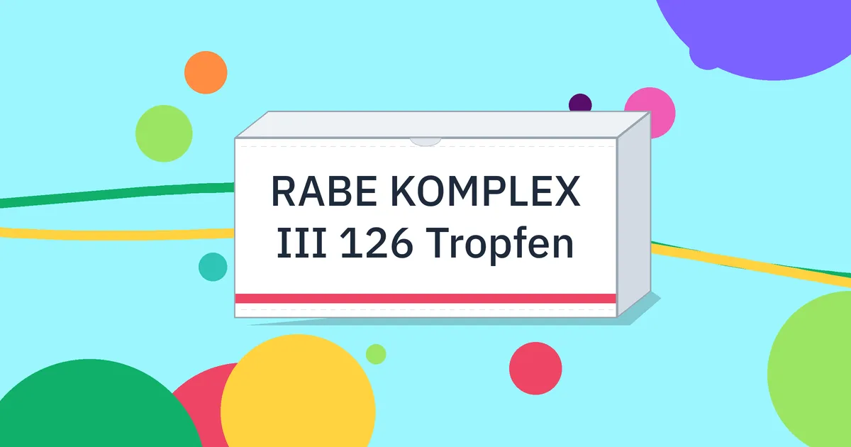 Symbolbild: Packung mit der Aufschrift RABE KOMPLEX III 126 Tropfen (PZN 09325815) – Verfügbarkeit und Bezug in Apotheken in Frankfurt am Main