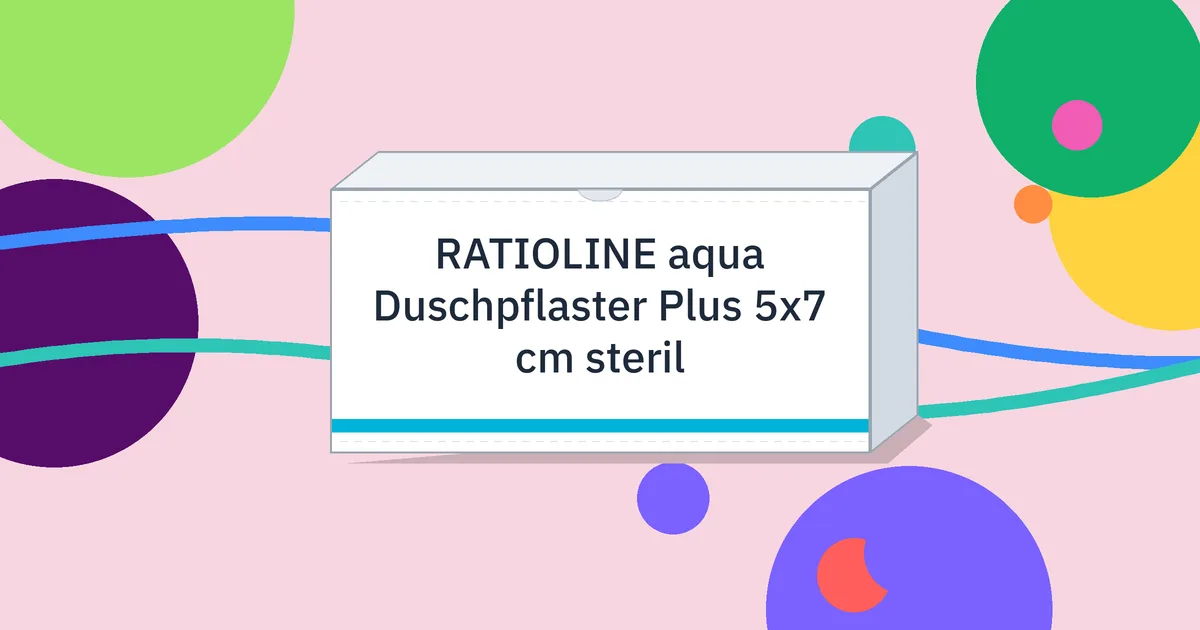 Symbolbild: Packung mit der Aufschrift RATIOLINE aqua Duschpflaster Plus 5x7 cm steril (PZN 05484391) – Verfügbarkeit und Bezug in Apotheken in Frankfurt am Main