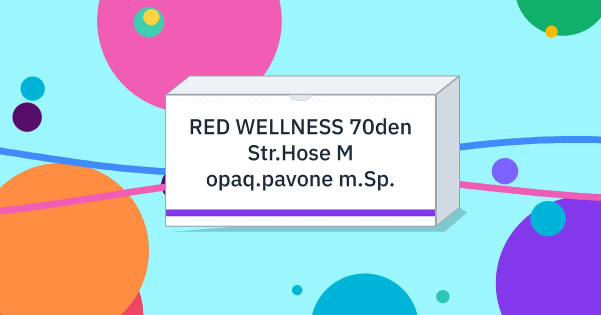 Symbolbild: Packung mit der Aufschrift RED WELLNESS 70den Str.Hose M opaq.pavone m.Sp. (PZN 16176787) – Verfügbarkeit und Bezug in Apotheken in Frankfurt am Main