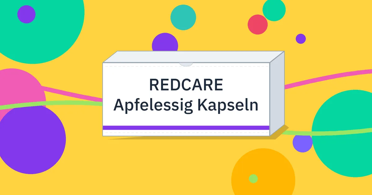 Symbolbild: Packung mit der Aufschrift REDCARE Apfelessig Kapseln (PZN 19726886) – Verfügbarkeit und Bezug in Apotheken in Frankfurt am Main