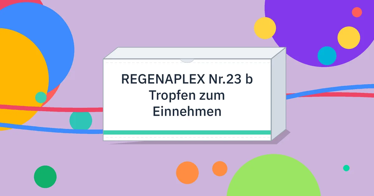 Symbolbild: Packung mit der Aufschrift REGENAPLEX Nr.23 b Tropfen zum Einnehmen (PZN 02642151) – Verfügbarkeit und Bezug in Apotheken in Frankfurt am Main