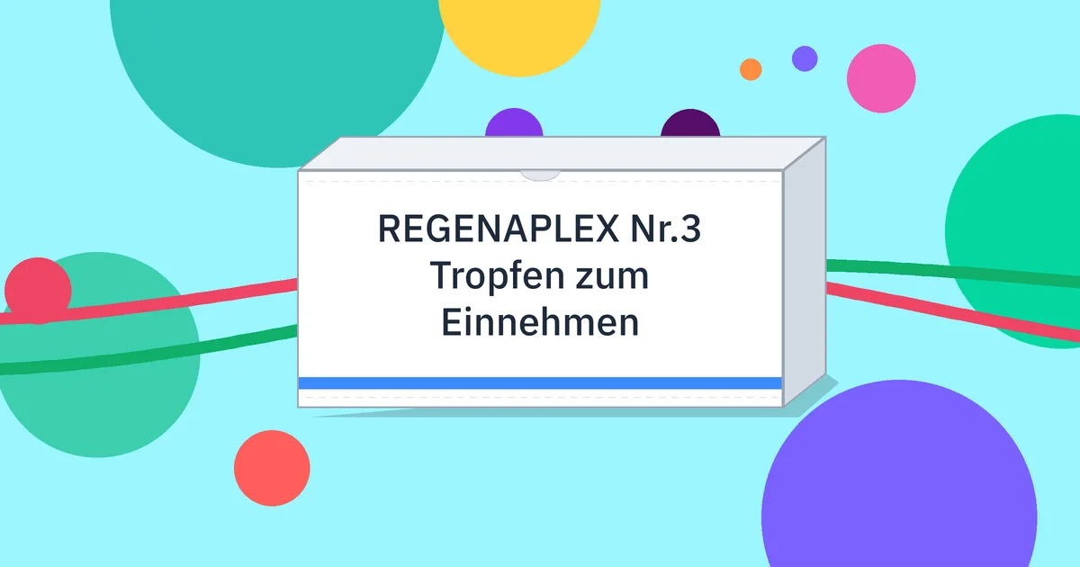 Symbolbild: Packung mit der Aufschrift REGENAPLEX Nr.3 Tropfen zum Einnehmen (PZN 02641878) – Verfügbarkeit und Bezug in Apotheken in Frankfurt am Main