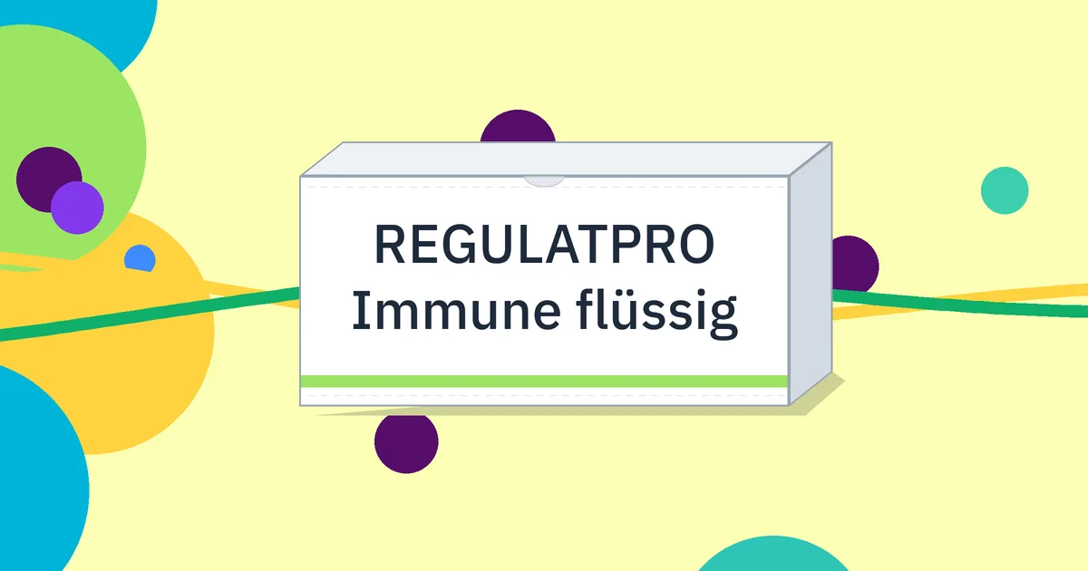 Symbolbild: Packung mit der Aufschrift REGULATPRO Immune flüssig (PZN 18757809) – Verfügbarkeit und Bezug in Apotheken in Frankfurt am Main