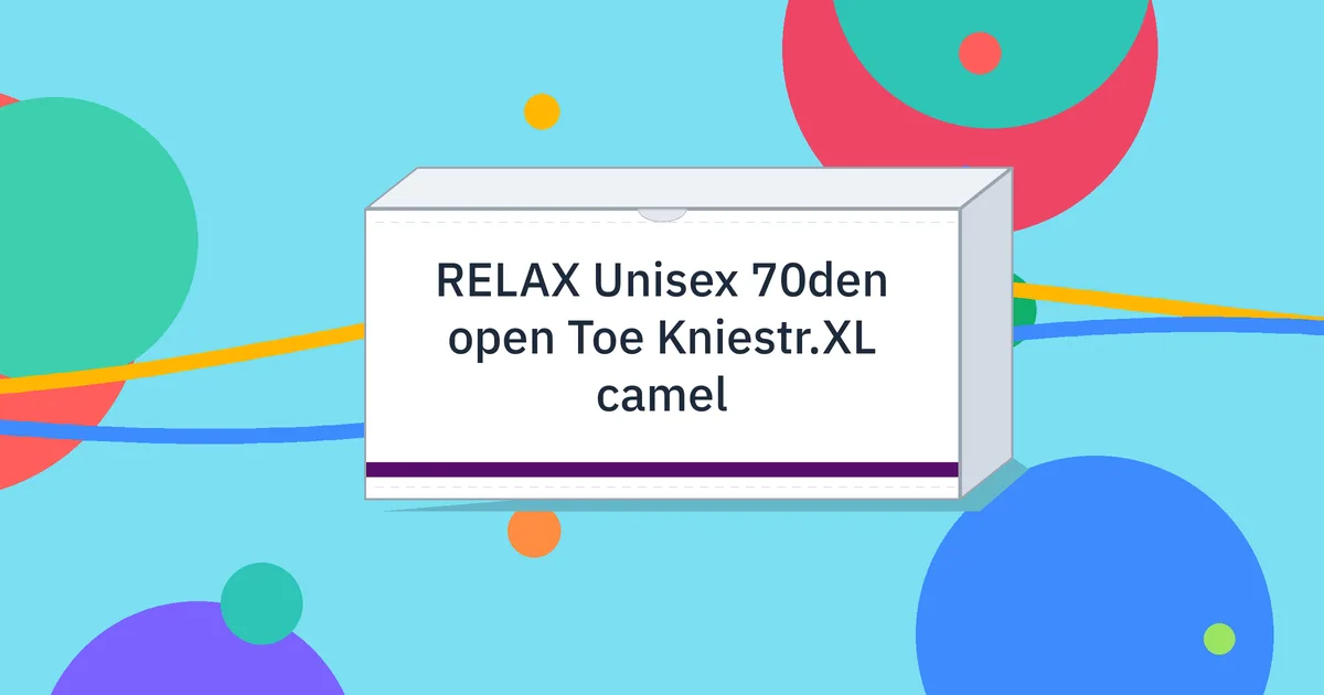 Symbolbild: Packung mit der Aufschrift RELAX Unisex 70den open Toe Kniestr.XL camel (PZN 16224693) – Verfügbarkeit und Bezug in Apotheken in Frankfurt am Main