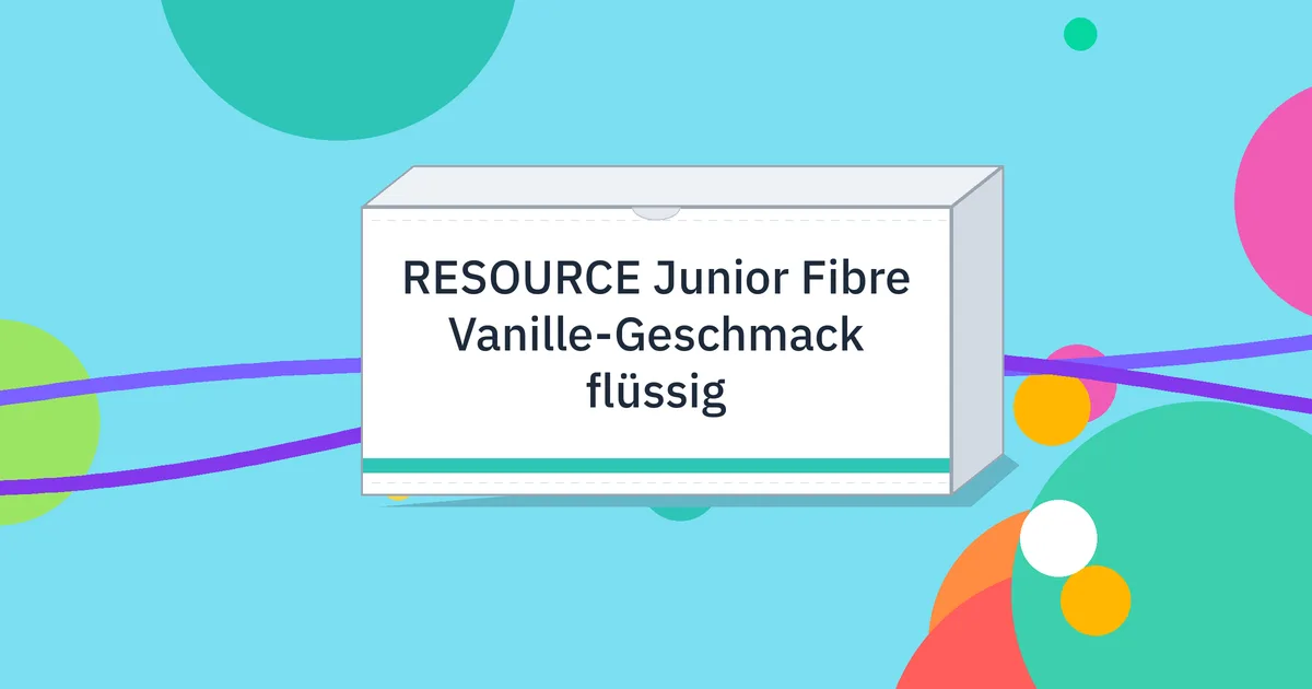 Symbolbild: Packung mit der Aufschrift RESOURCE Junior Fibre Vanille-Geschmack flüssig (PZN 20636125) – Verfügbarkeit und Bezug in Apotheken in Frankfurt am Main