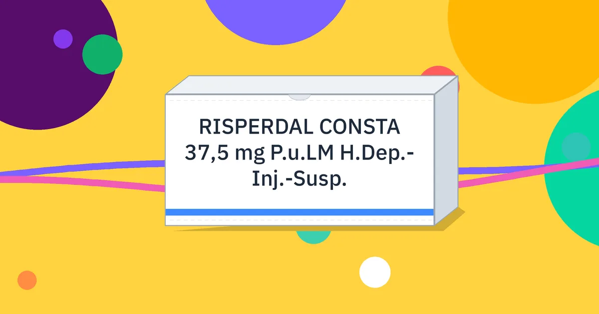 Symbolbild: Packung mit der Aufschrift RISPERDAL CONSTA 37,5 mg P.u.LM H.Dep.-Inj.-Susp. (PZN 05879623) – Verfügbarkeit und Bezug in Apotheken in Frankfurt am Main