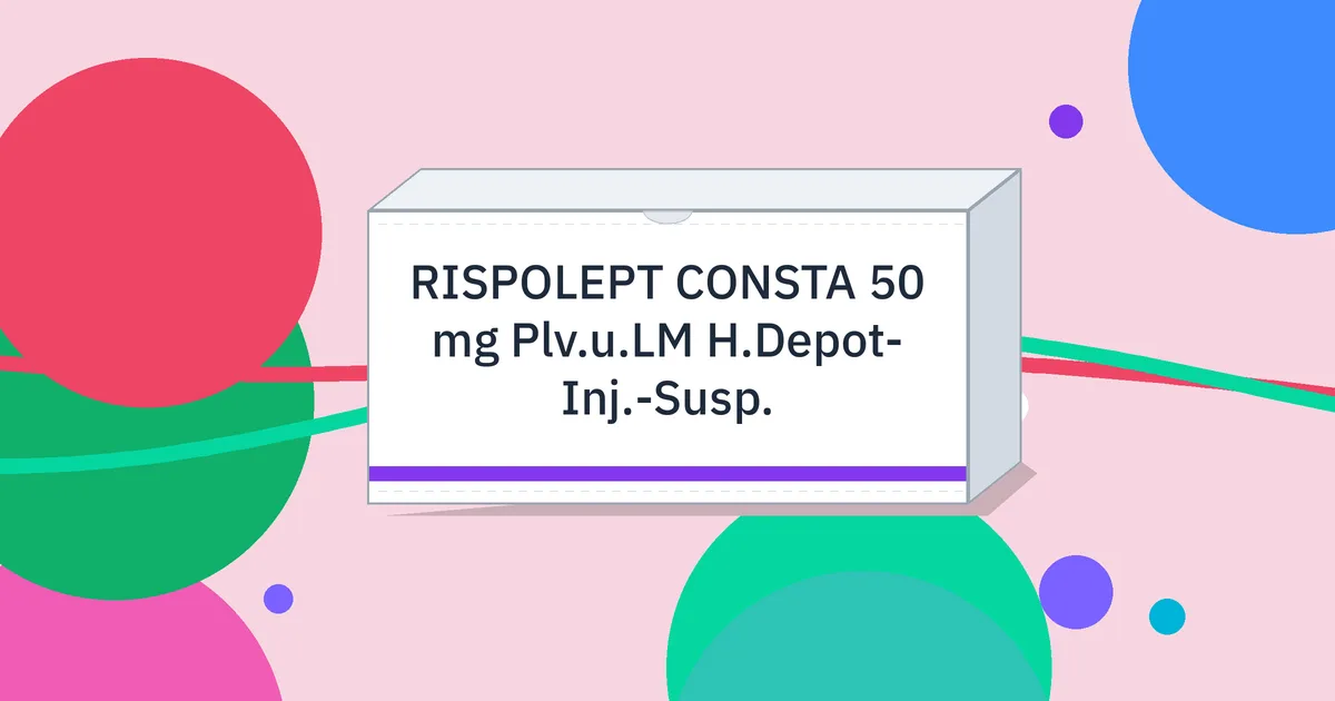Symbolbild: Packung mit der Aufschrift RISPOLEPT CONSTA 50 mg Plv.u.LM H.Depot-Inj.-Susp. (PZN 11361221) – Verfügbarkeit und Bezug in Apotheken in Frankfurt am Main