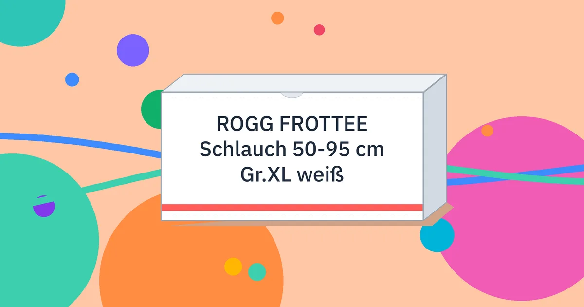 Symbolbild: Packung mit der Aufschrift ROGG FROTTEE Schlauch 50-95 cm Gr.XL weiß (PZN 05963074) – Verfügbarkeit und Bezug in Apotheken in Frankfurt am Main