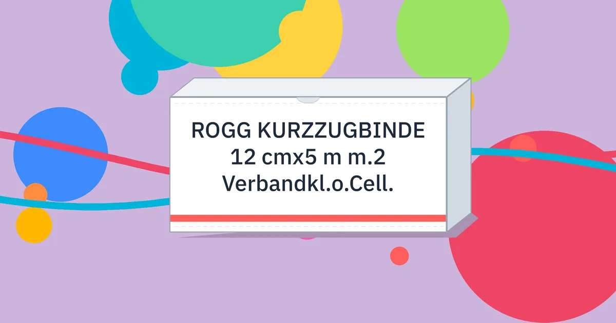 Symbolbild: Packung mit der Aufschrift ROGG KURZZUGBINDE 12 cmx5 m m.2 Verbandkl.o.Cell. (PZN 16531142) – Verfügbarkeit und Bezug in Apotheken in Frankfurt am Main
