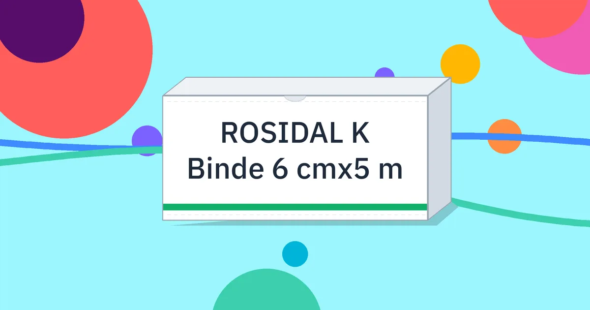 Symbolbild: Packung mit der Aufschrift ROSIDAL K Binde 6 cmx5 m (PZN 20326488) – Verfügbarkeit und Bezug in Apotheken in Frankfurt am Main