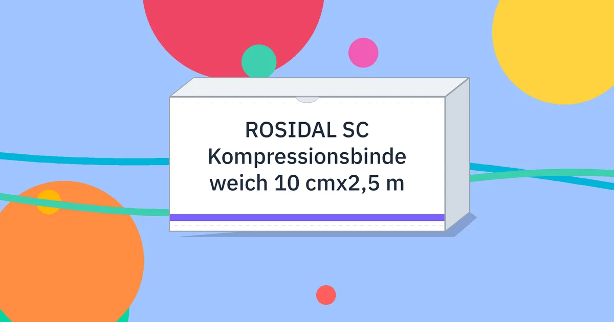 Symbolbild: Packung mit der Aufschrift ROSIDAL SC Kompressionsbinde weich 10 cmx2,5 m (PZN 00144880) – Verfügbarkeit und Bezug in Apotheken in Frankfurt am Main