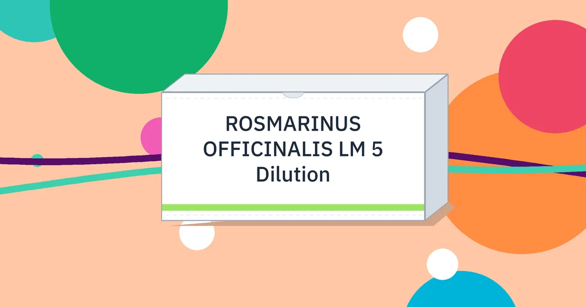 Symbolbild: Packung mit der Aufschrift ROSMARINUS OFFICINALIS LM 5 Dilution (PZN 13680491) – Verfügbarkeit und Bezug in Apotheken in Frankfurt am Main