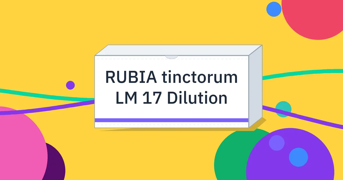 Symbolbild: Packung mit der Aufschrift RUBIA tinctorum LM 17 Dilution (PZN 13056806) – Verfügbarkeit und Bezug in Apotheken in Frankfurt am Main