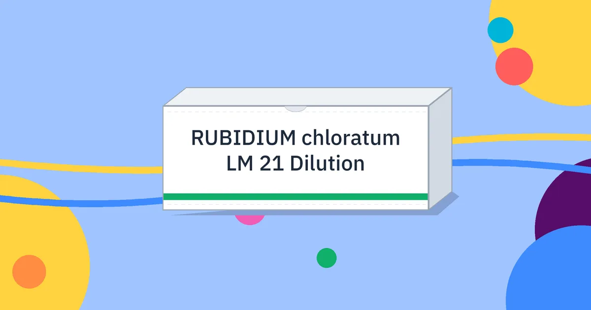 Symbolbild: Packung mit der Aufschrift RUBIDIUM chloratum LM 21 Dilution (PZN 13171944) – Verfügbarkeit und Bezug in Apotheken in Frankfurt am Main
