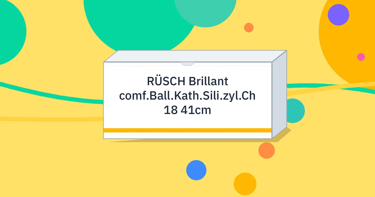 Symbolbild: Packung mit der Aufschrift RÜSCH Brillant comf.Ball.Kath.Sili.zyl.Ch 18 41cm (PZN 02369933) – Verfügbarkeit und Bezug in Apotheken in Frankfurt am Main
