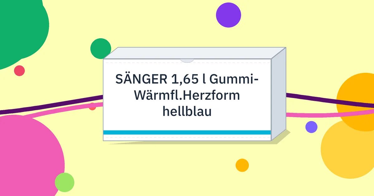 Symbolbild: Packung mit der Aufschrift SÄNGER 1,65 l Gummi-Wärmfl.Herzform hellblau (PZN 01314462) – Verfügbarkeit und Bezug in Apotheken in Frankfurt am Main