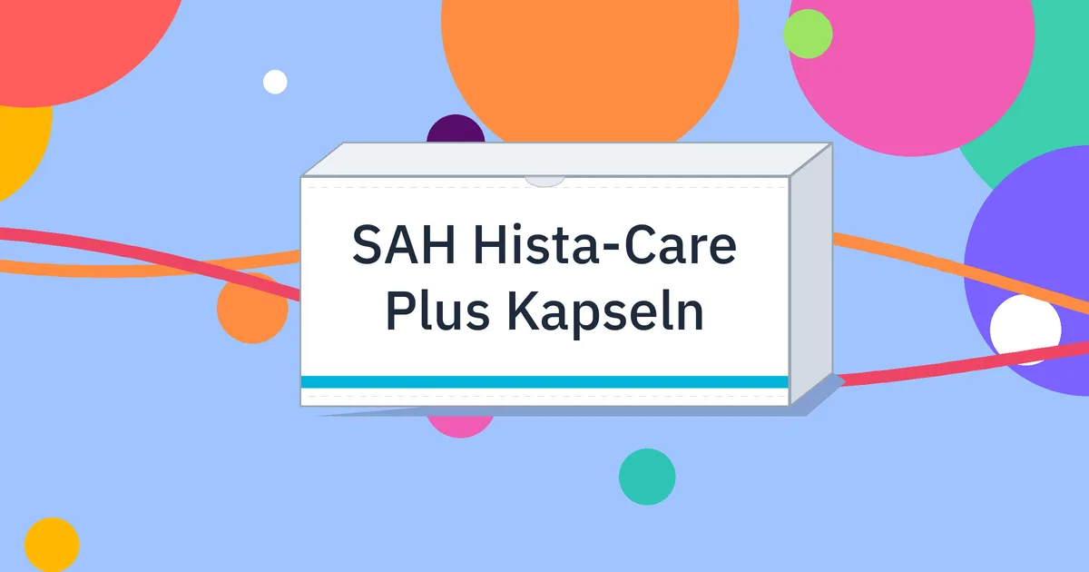 Symbolbild: Packung mit der Aufschrift SAH Hista-Care Plus Kapseln (PZN 19825217) – Verfügbarkeit und Bezug in Apotheken in Frankfurt am Main