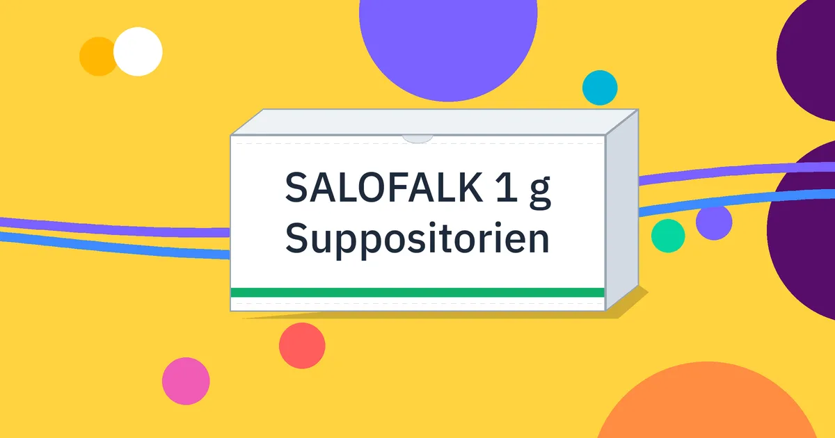 Symbolbild: Packung mit der Aufschrift SALOFALK 1 g Suppositorien (PZN 10054824) – Verfügbarkeit und Bezug in Apotheken in Frankfurt am Main