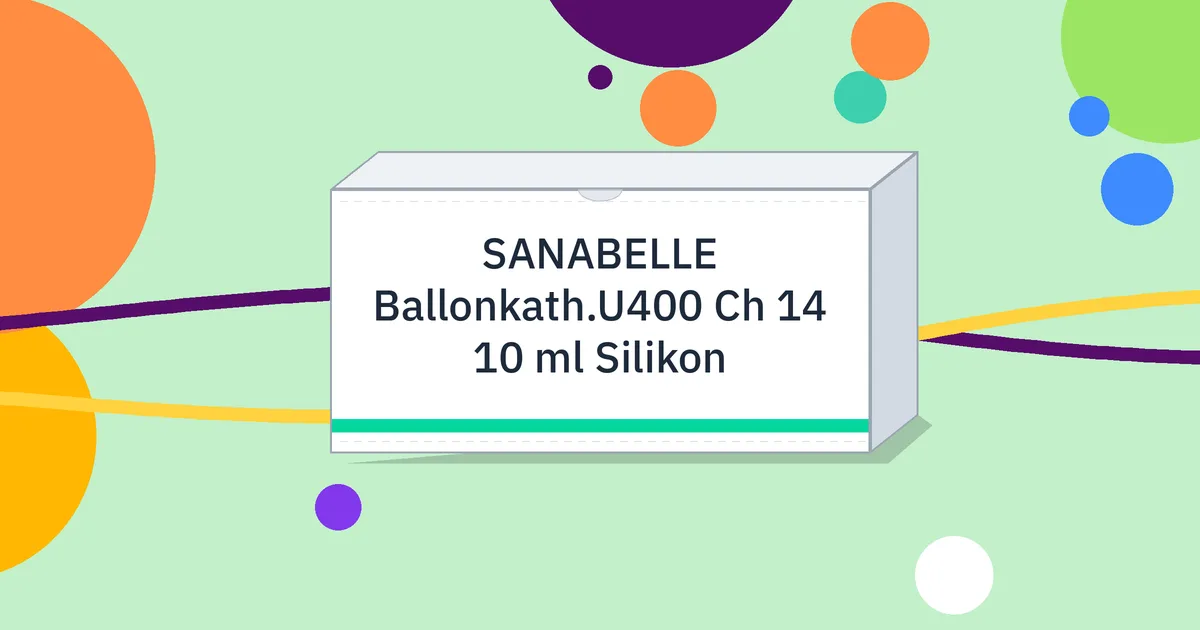 Symbolbild: Packung mit der Aufschrift SANABELLE Ballonkath.U400 Ch 14 10 ml Silikon (PZN 06086451) – Verfügbarkeit und Bezug in Apotheken in Frankfurt am Main