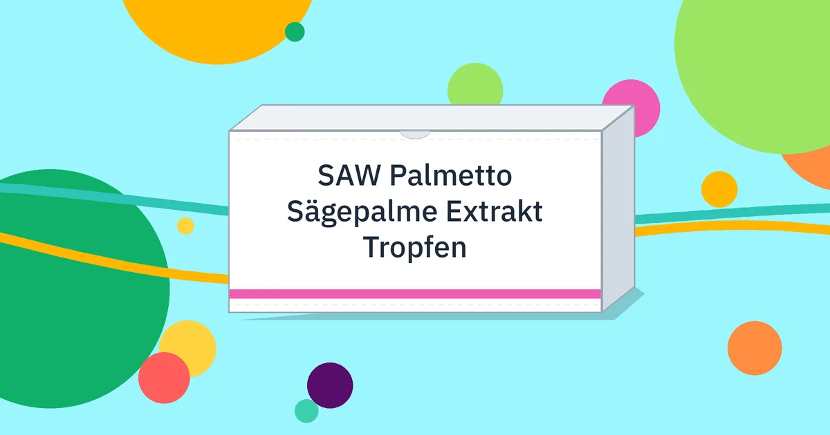 Symbolbild: Packung mit der Aufschrift SAW Palmetto Sägepalme Extrakt Tropfen (PZN 20211791) – Verfügbarkeit und Bezug in Apotheken in Frankfurt am Main