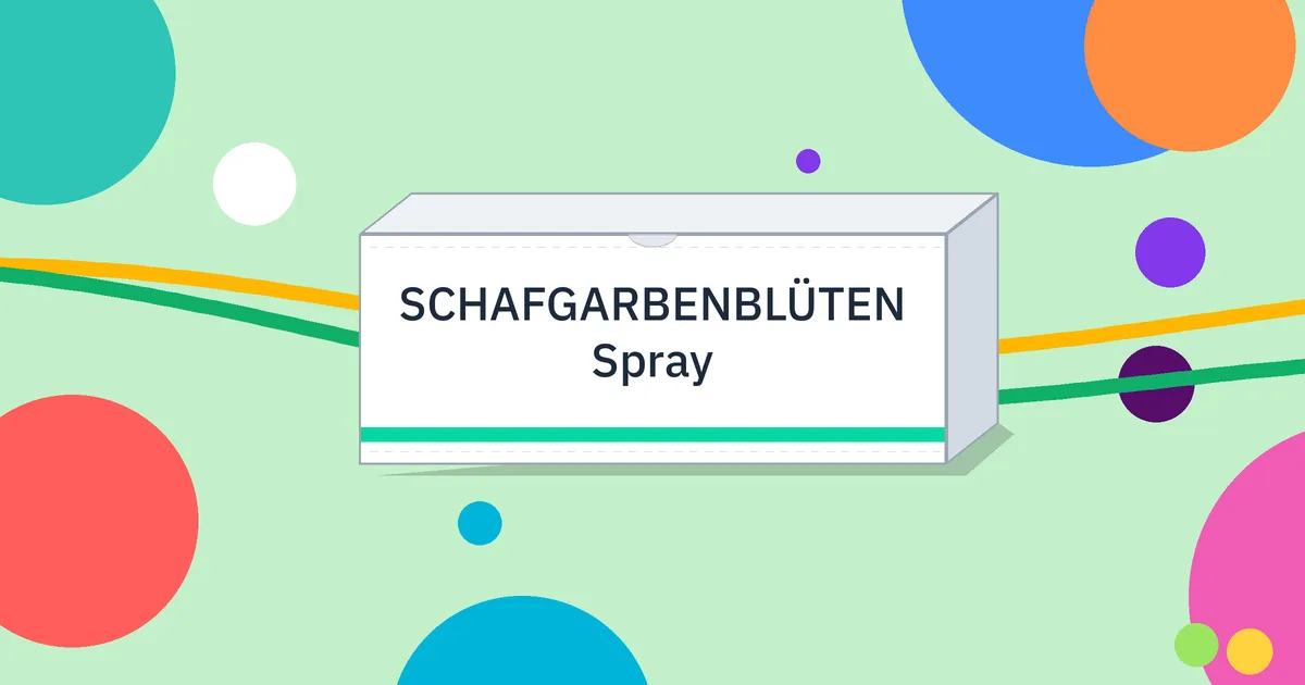 Symbolbild: Packung mit der Aufschrift SCHAFGARBENBLÜTEN Spray (PZN 17555802) – Verfügbarkeit und Bezug in Apotheken in Frankfurt am Main