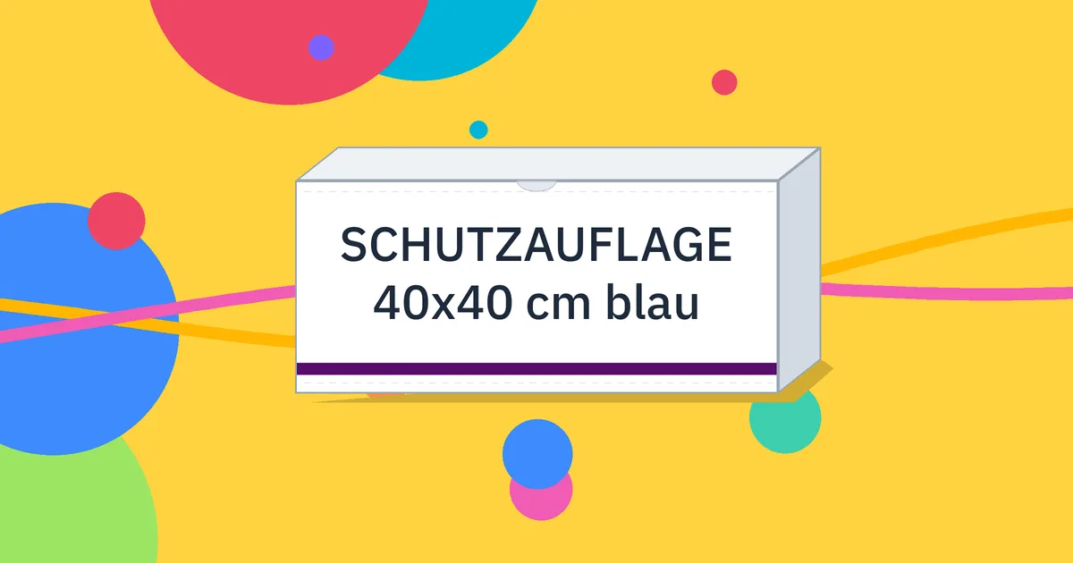 Symbolbild: Packung mit der Aufschrift SCHUTZAUFLAGE 40x40 cm blau (PZN 04353681) – Verfügbarkeit und Bezug in Apotheken in Frankfurt am Main
