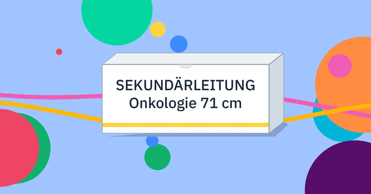 Symbolbild: Packung mit der Aufschrift SEKUNDÄRLEITUNG Onkologie 71 cm (PZN 00653570) – Verfügbarkeit und Bezug in Apotheken in Frankfurt am Main
