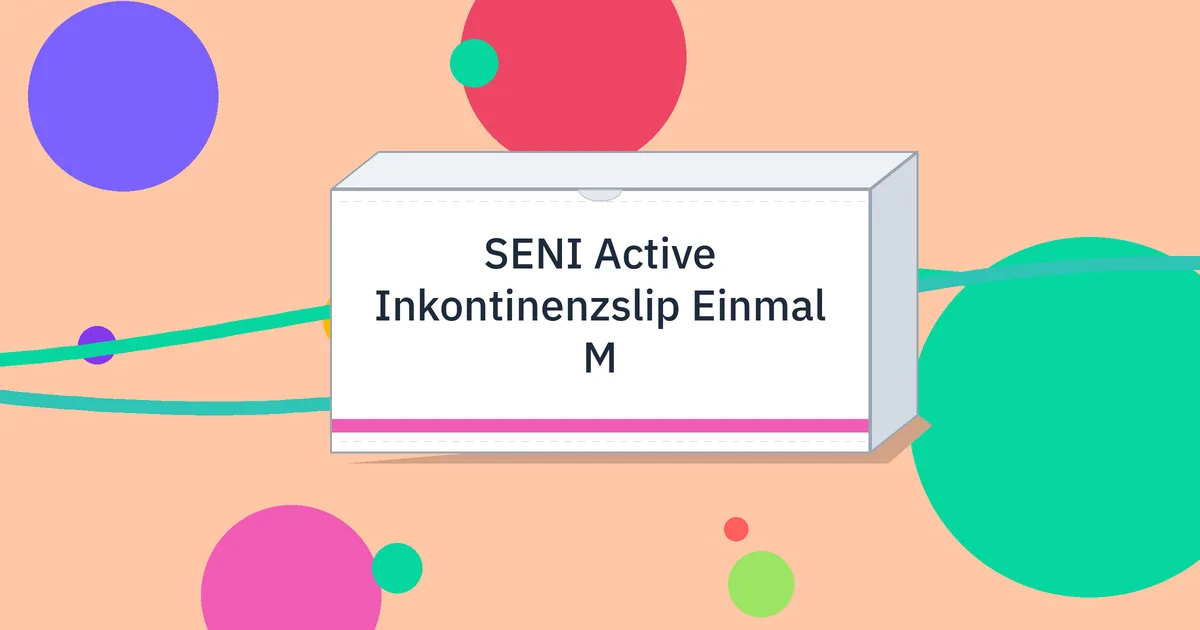 Symbolbild: Packung mit der Aufschrift SENI Active Inkontinenzslip Einmal M (PZN 03132564) – Verfügbarkeit und Bezug in Apotheken in Frankfurt am Main