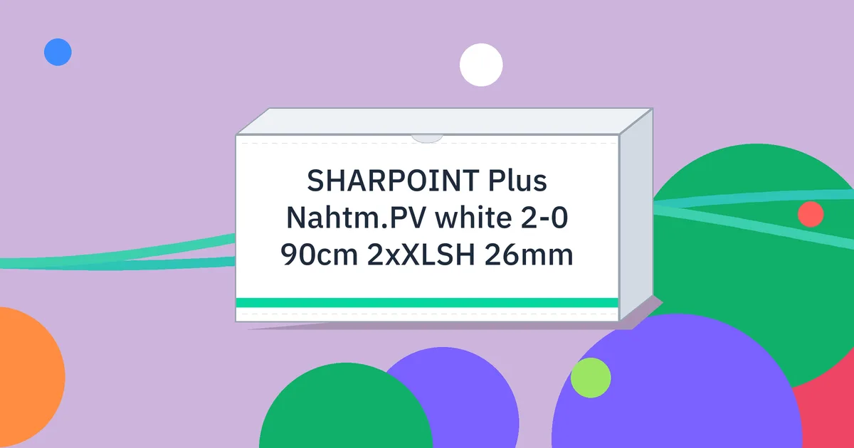 Symbolbild: Packung mit der Aufschrift SHARPOINT Plus Nahtm.PV white 2-0 90cm 2xXLSH 26mm (PZN 17996392) – Verfügbarkeit und Bezug in Apotheken in Frankfurt am Main
