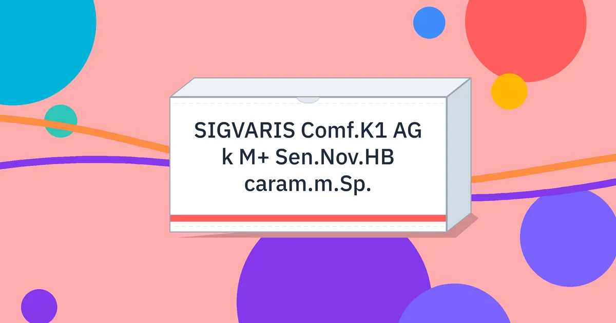 Symbolbild: Packung mit der Aufschrift SIGVARIS Comf.K1 AG k M+ Sen.Nov.HB caram.m.Sp. (PZN 17101946) – Verfügbarkeit und Bezug in Apotheken in Frankfurt am Main
