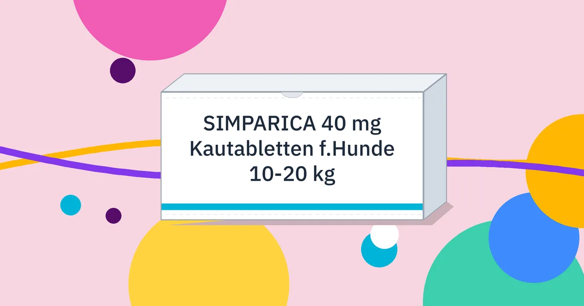 Symbolbild: Packung mit der Aufschrift SIMPARICA 40 mg Kautabletten f.Hunde 10-20 kg (PZN 12467803) – Verfügbarkeit und Bezug in Apotheken in Frankfurt am Main