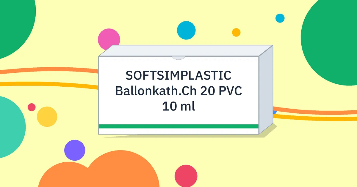 Symbolbild: Packung mit der Aufschrift SOFTSIMPLASTIC Ballonkath.Ch 20 PVC 10 ml (PZN 03835254) – Verfügbarkeit und Bezug in Apotheken in Frankfurt am Main