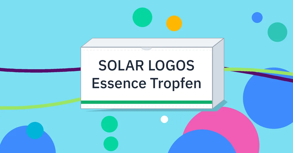 Symbolbild: Packung mit der Aufschrift SOLAR LOGOS Essence Tropfen (PZN 18906362) – Verfügbarkeit und Bezug in Apotheken in Frankfurt am Main