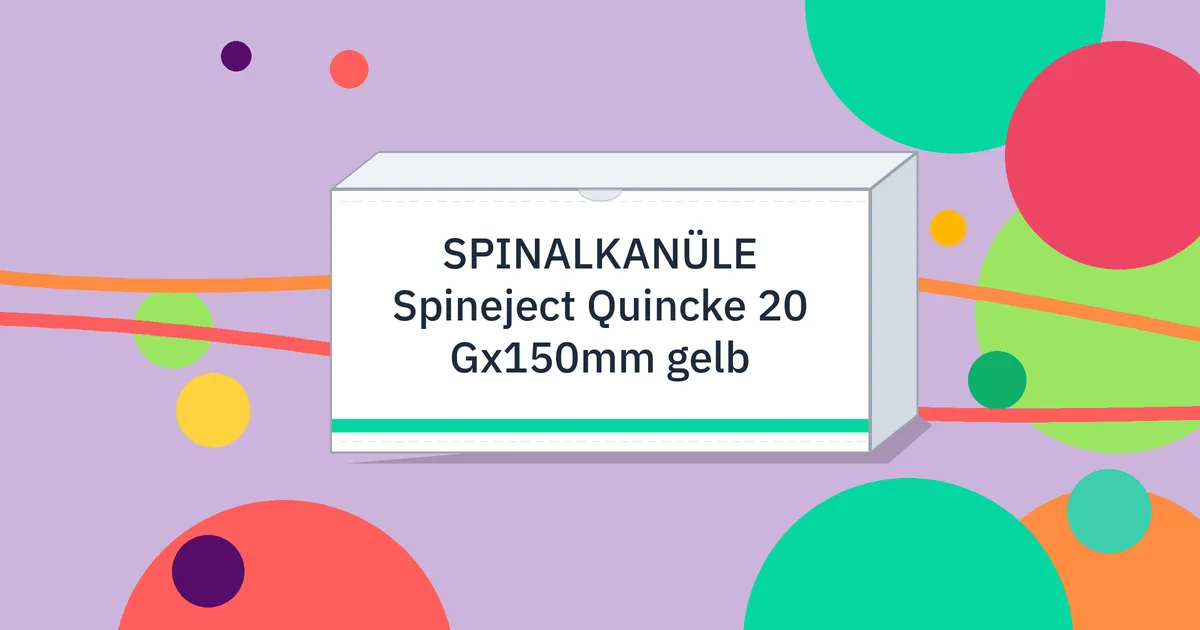 Symbolbild: Packung mit der Aufschrift SPINALKANÜLE Spineject Quincke 20 Gx150mm gelb (PZN 16135570) – Verfügbarkeit und Bezug in Apotheken in Frankfurt am Main