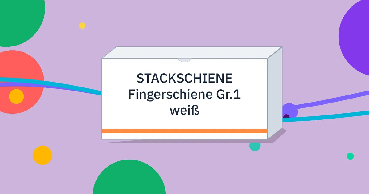 Symbolbild: Packung mit der Aufschrift STACKSCHIENE Fingerschiene Gr.1 weiß (PZN 12775976) – Verfügbarkeit und Bezug in Apotheken in Frankfurt am Main