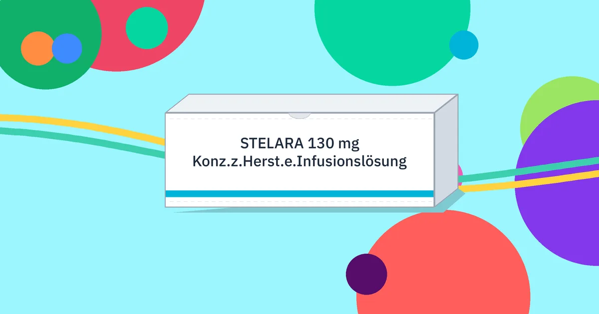 Symbolbild: Packung mit der Aufschrift STELARA 130 mg Konz.z.Herst.e.Infusionslösung (PZN 12892096) – Verfügbarkeit und Bezug in Apotheken in Frankfurt am Main