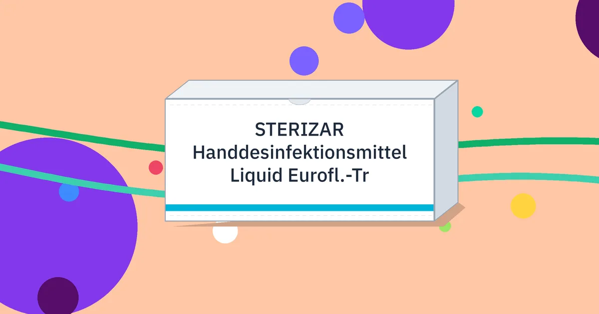 Symbolbild: Packung mit der Aufschrift STERIZAR Handdesinfektionsmittel Liquid Eurofl.-Tr (PZN 17590307) – Verfügbarkeit und Bezug in Apotheken in Frankfurt am Main