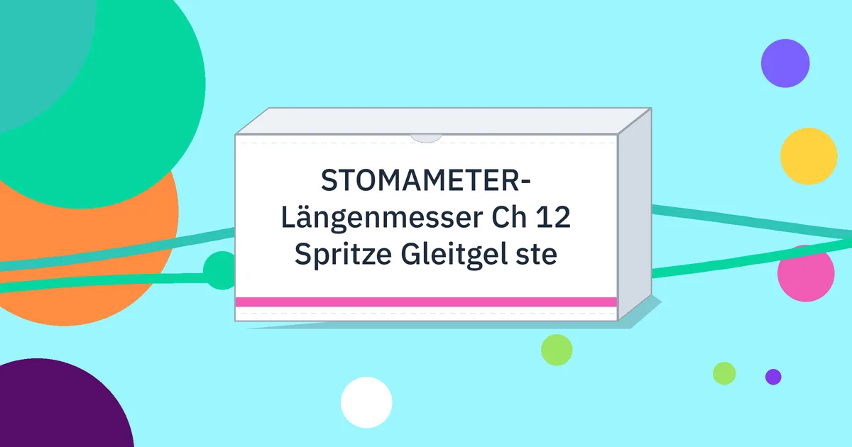Symbolbild: Packung mit der Aufschrift STOMAMETER-Längenmesser Ch 12 Spritze Gleitgel ste (PZN 16771389) – Verfügbarkeit und Bezug in Apotheken in Frankfurt am Main
