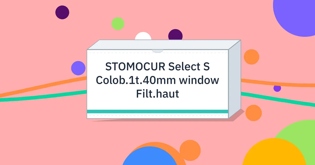 Symbolbild: Packung mit der Aufschrift STOMOCUR Select S Colob.1t.40mm window Filt.haut (PZN 12726245) – Verfügbarkeit und Bezug in Apotheken in Frankfurt am Main