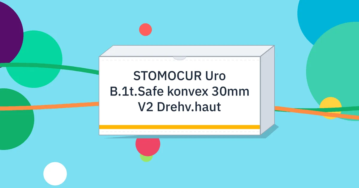 Symbolbild: Packung mit der Aufschrift STOMOCUR Uro B.1t.Safe konvex 30mm V2 Drehv.haut (PZN 17552985) – Verfügbarkeit und Bezug in Apotheken in Frankfurt am Main