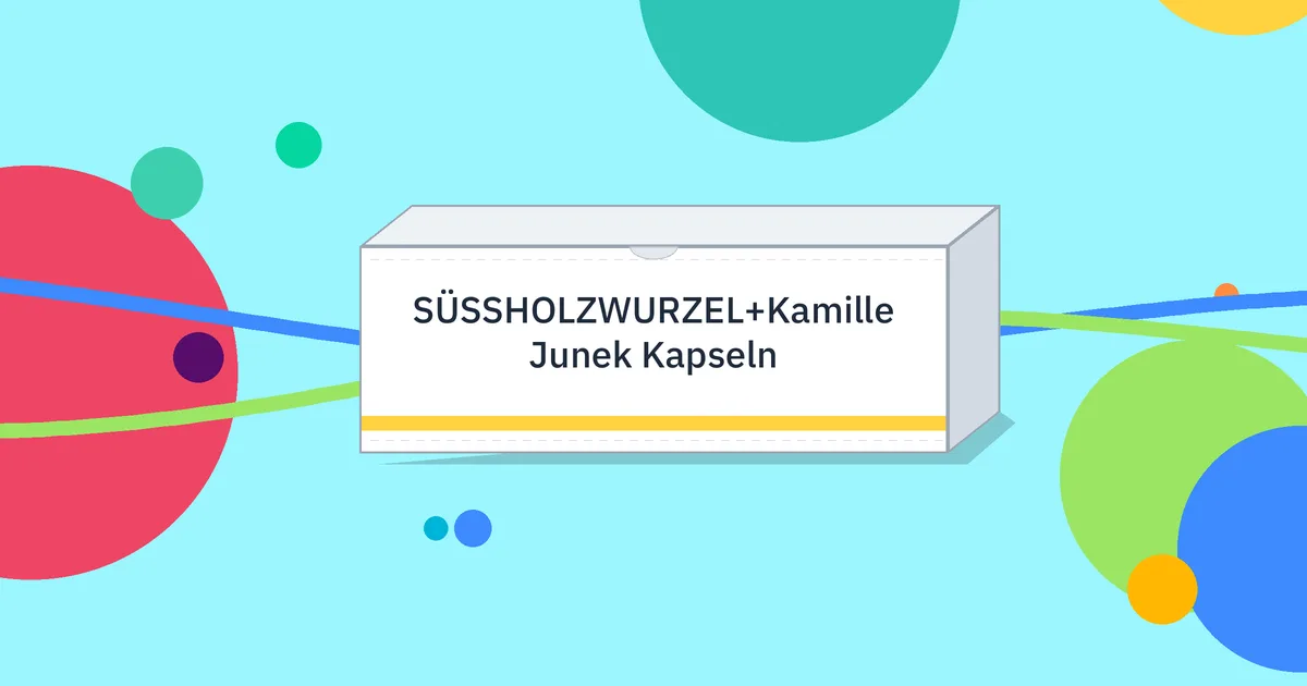 Symbolbild: Packung mit der Aufschrift SÜSSHOLZWURZEL+Kamille Junek Kapseln (PZN 03551054) – Verfügbarkeit und Bezug in Apotheken in Frankfurt am Main