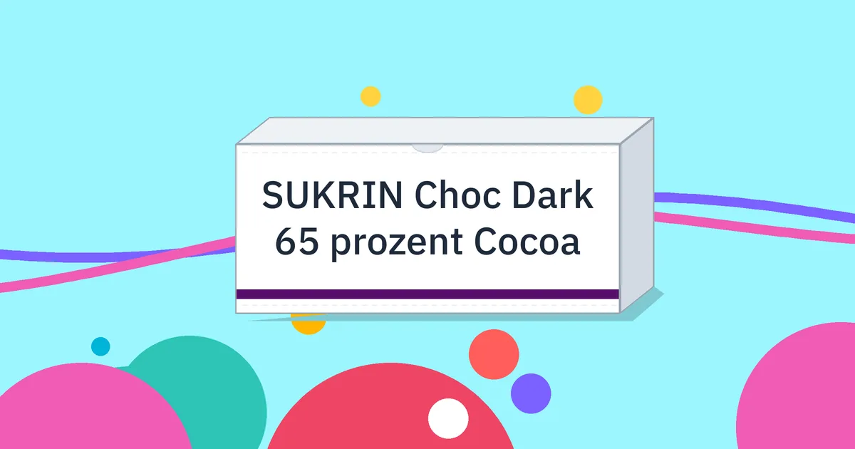 Symbolbild: Packung mit der Aufschrift SUKRIN Choc Dark 65 prozent Cocoa (PZN 18899171) – Verfügbarkeit und Bezug in Apotheken in Frankfurt am Main